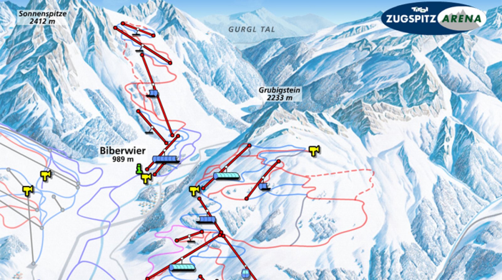 Pistenpläne / Bergbahnen Langes Lermoos - Biberwier